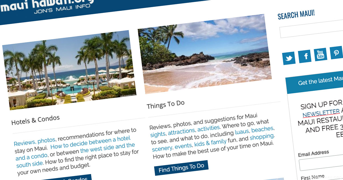 History of this Maui Website - Maui Hawaii