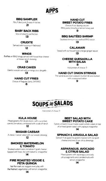 Beach Bums Menu - Maui BBQ Restaurant Located in Napili