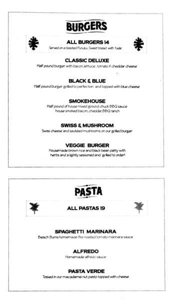 Beach Bums Menu - Maui BBQ Restaurant Located in Napili